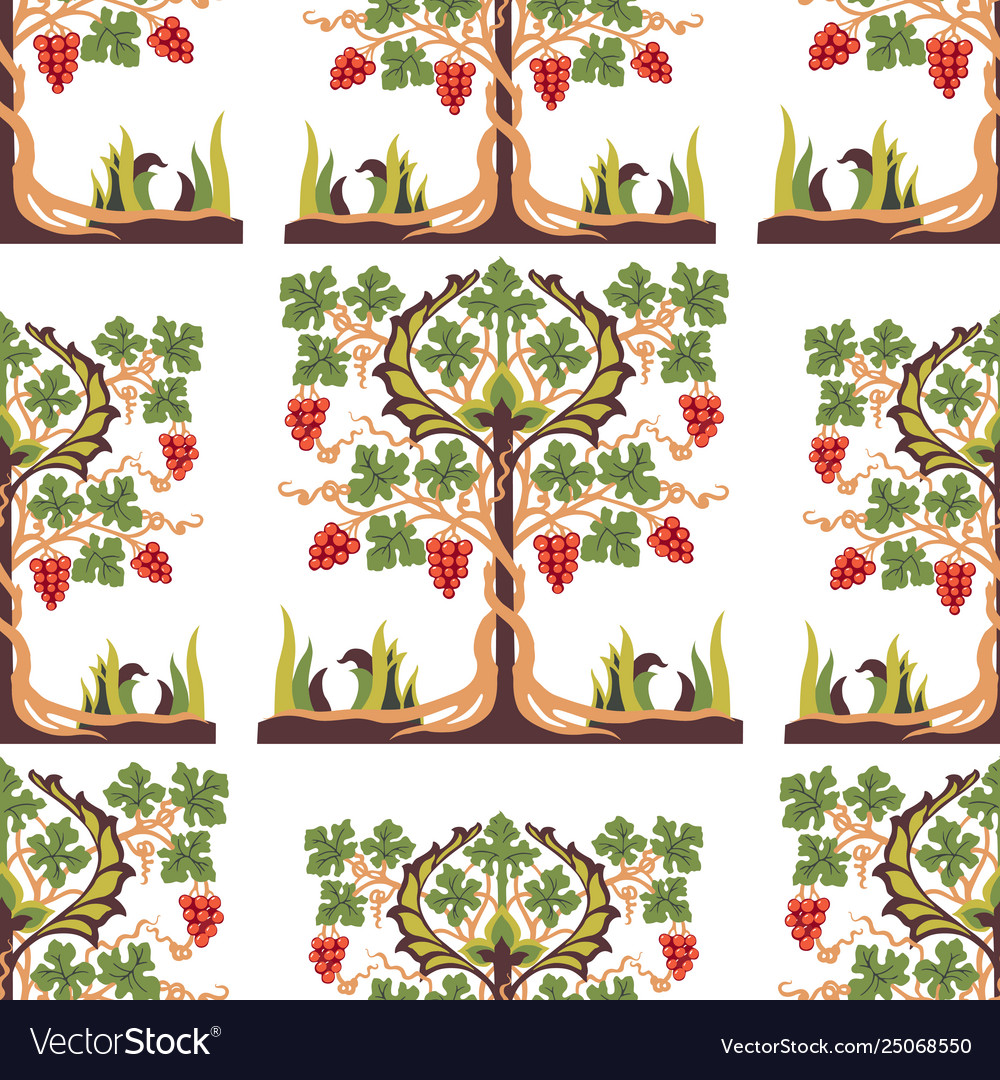 Seamless background decorative fruit tree Vector Image