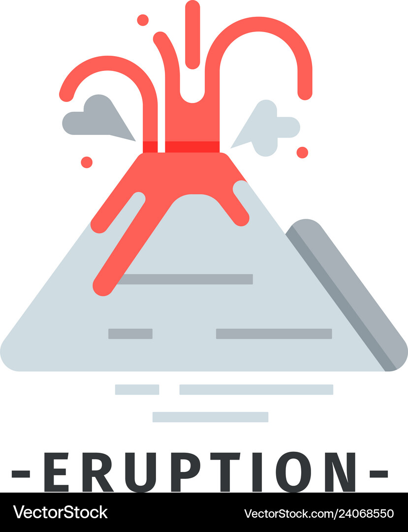 Volcano eruption icon in simple flat style Vector Image
