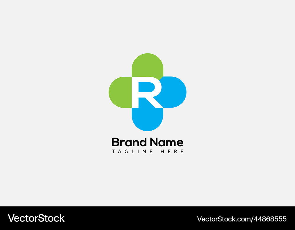 Abstract r letter modern initial medical logo Vector Image