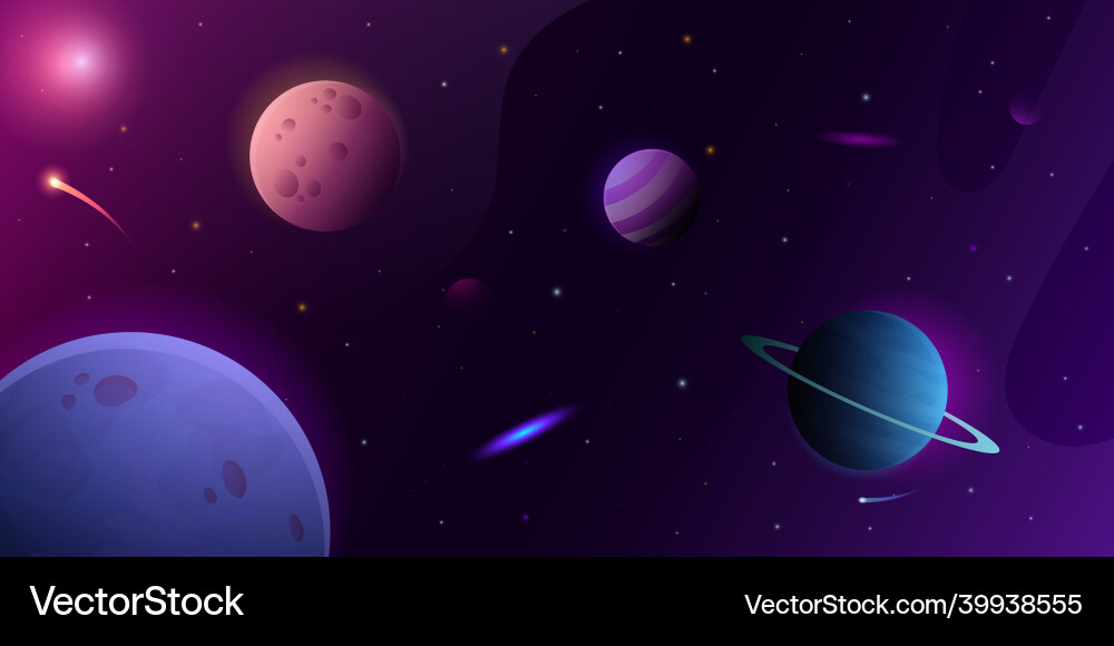 Cartoon space background starry universe sky Vector Image