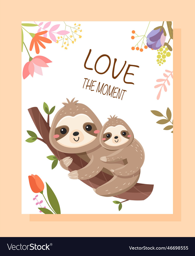 Cute sloth banner Royalty Free Vector Image - VectorStock