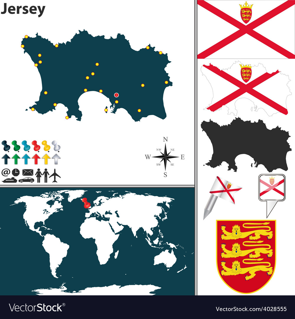 Jersey map Royalty Free Vector Image - VectorStock