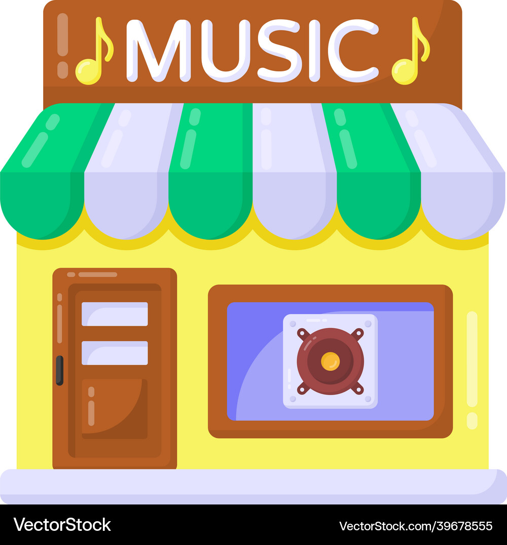 Music shop building Royalty Free Vector Image - VectorStock