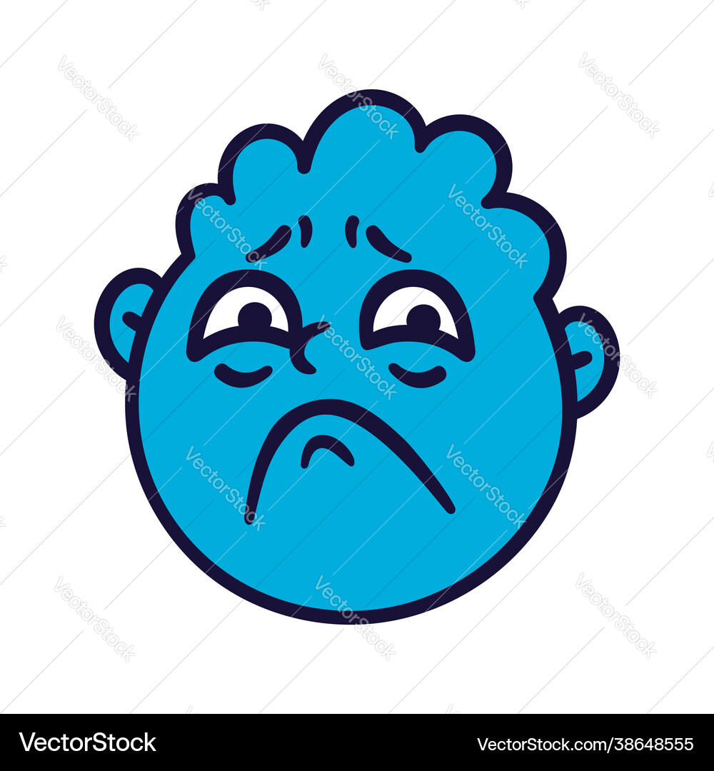 Round abstract face with sad emotions sorrow Vector Image
