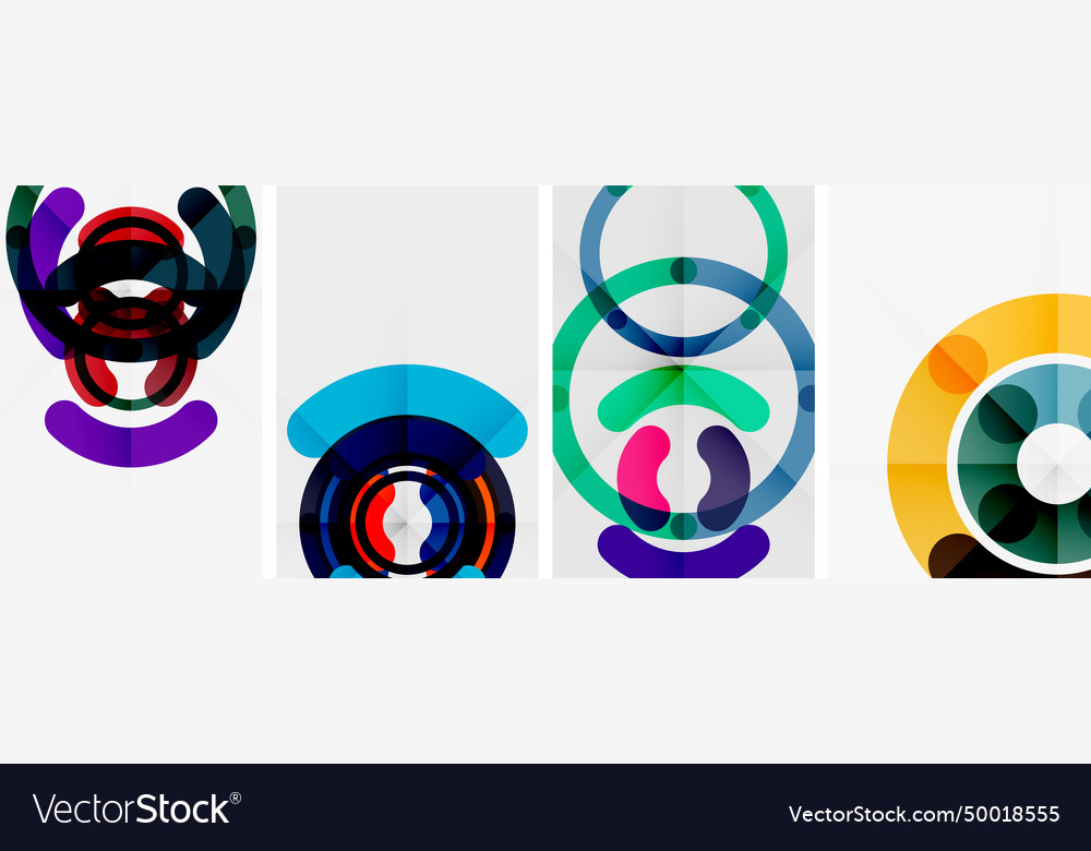 Set of line design circle posters Royalty Free Vector Image