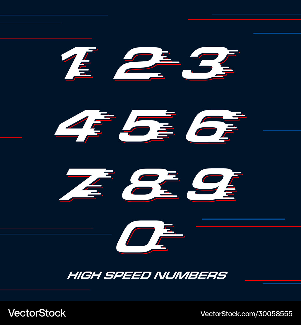Speed sport numbers set logo design template Vector Image