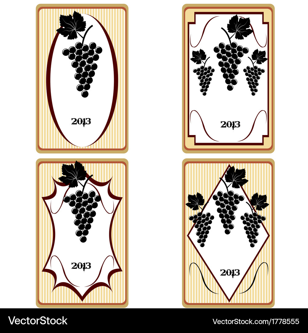 Vintage labels with grapes advertisement for wine Vector Image