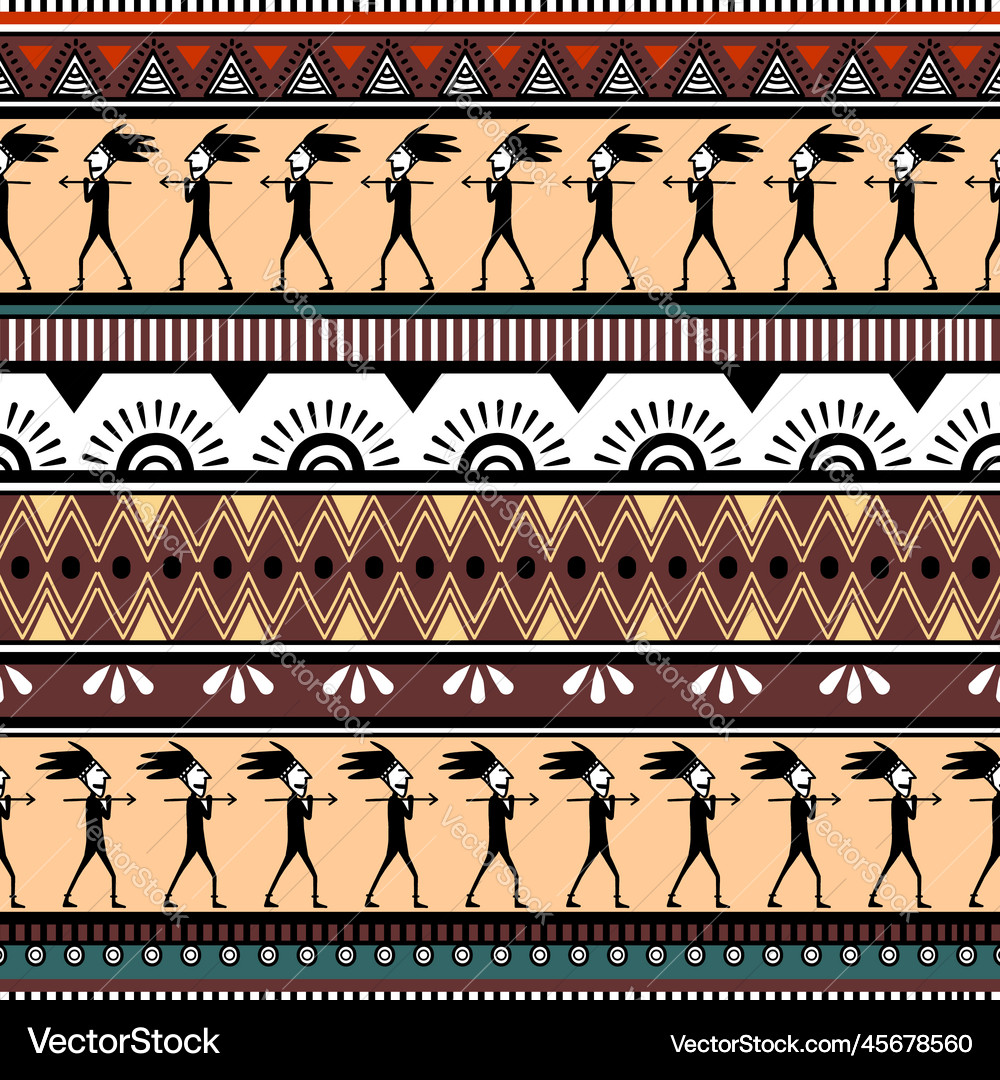Bohemian tribal seamless pattern with hand drawn Vector Image