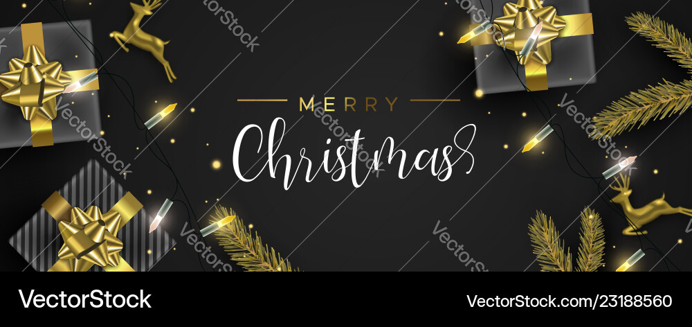 Christmas gold element decoration greeting card Vector Image