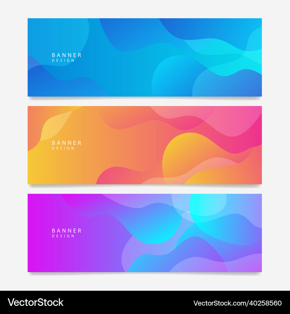 Colorful web banner with wave shapes collection Vector Image