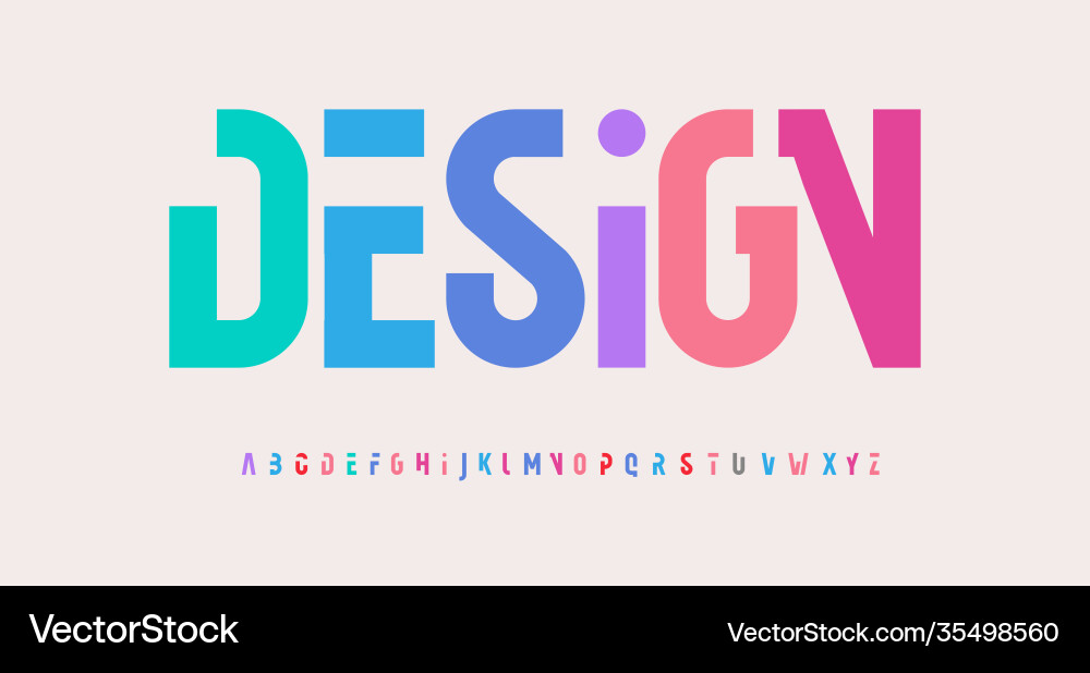 Creative alphabet rainbow colors modern Royalty Free Vector