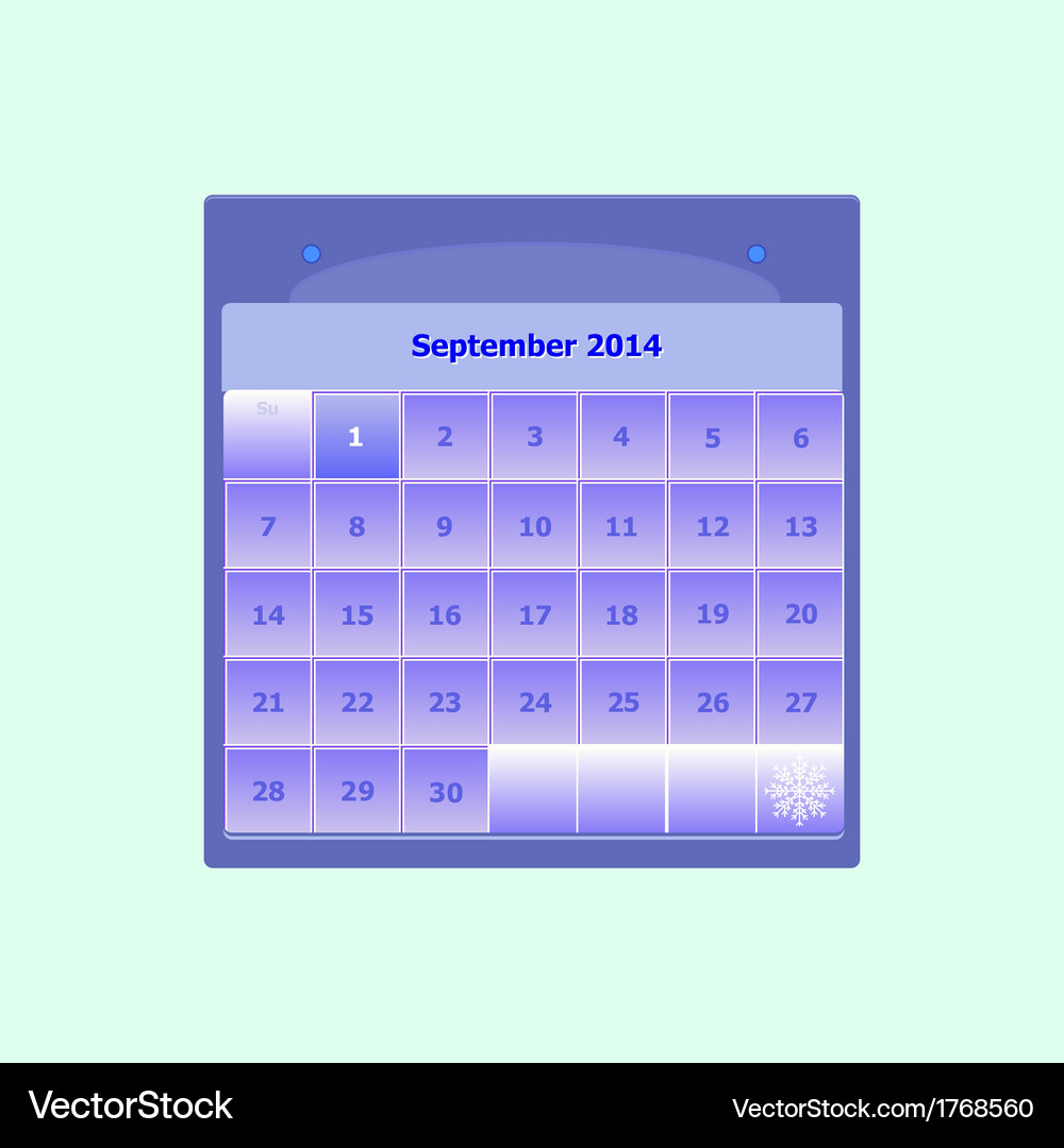 Design schedule monthly september 2014 calendar Vector Image