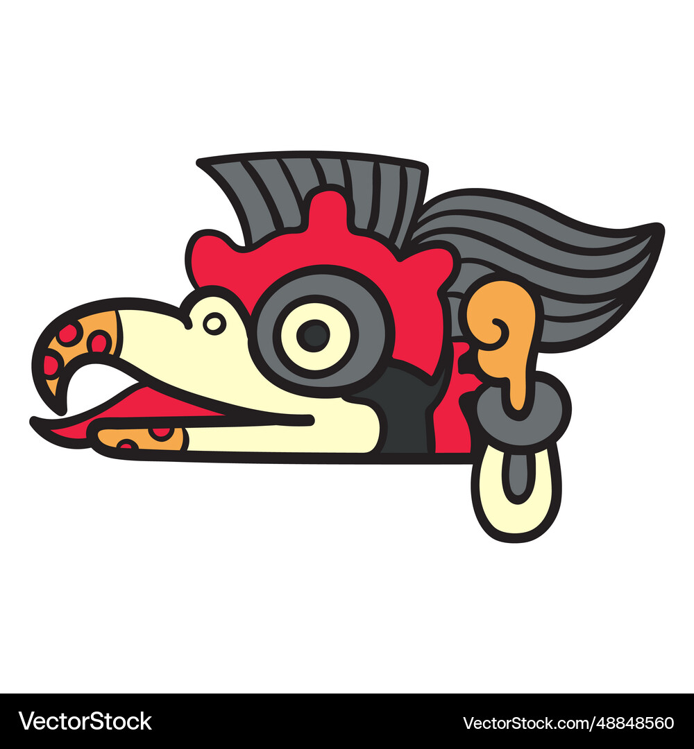 Flat aztec symbols color birds Royalty Free Vector Image