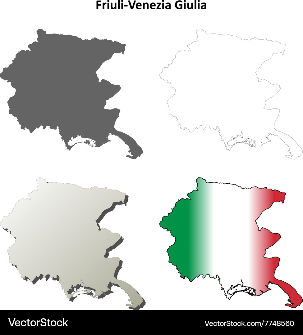 Friuli-venezia giulia blank outline map set Vector Image