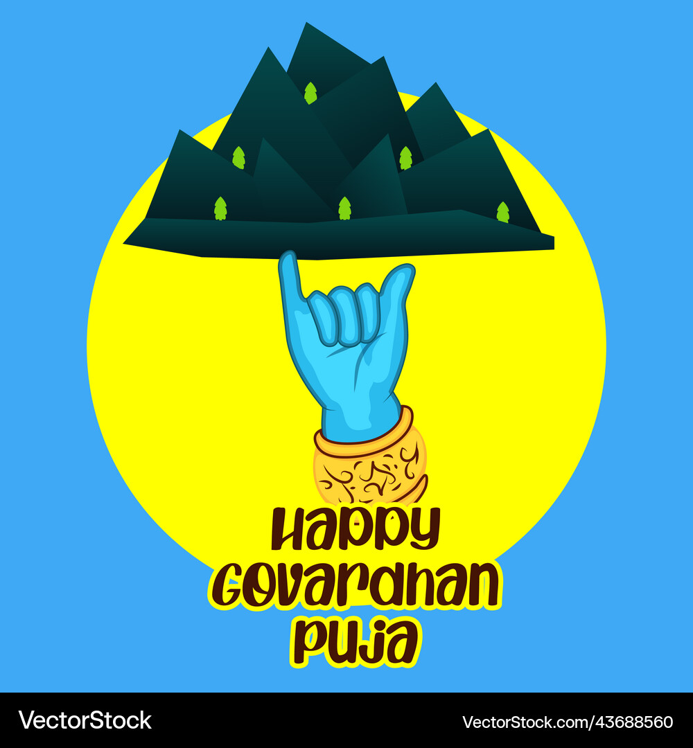 Govardhan puja greeting card art Royalty Free Vector Image