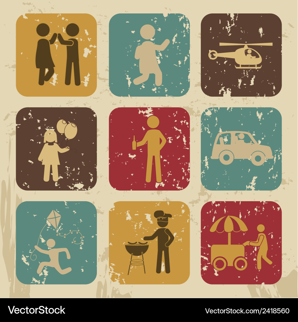 Human icons over colorful background Royalty Free Vector