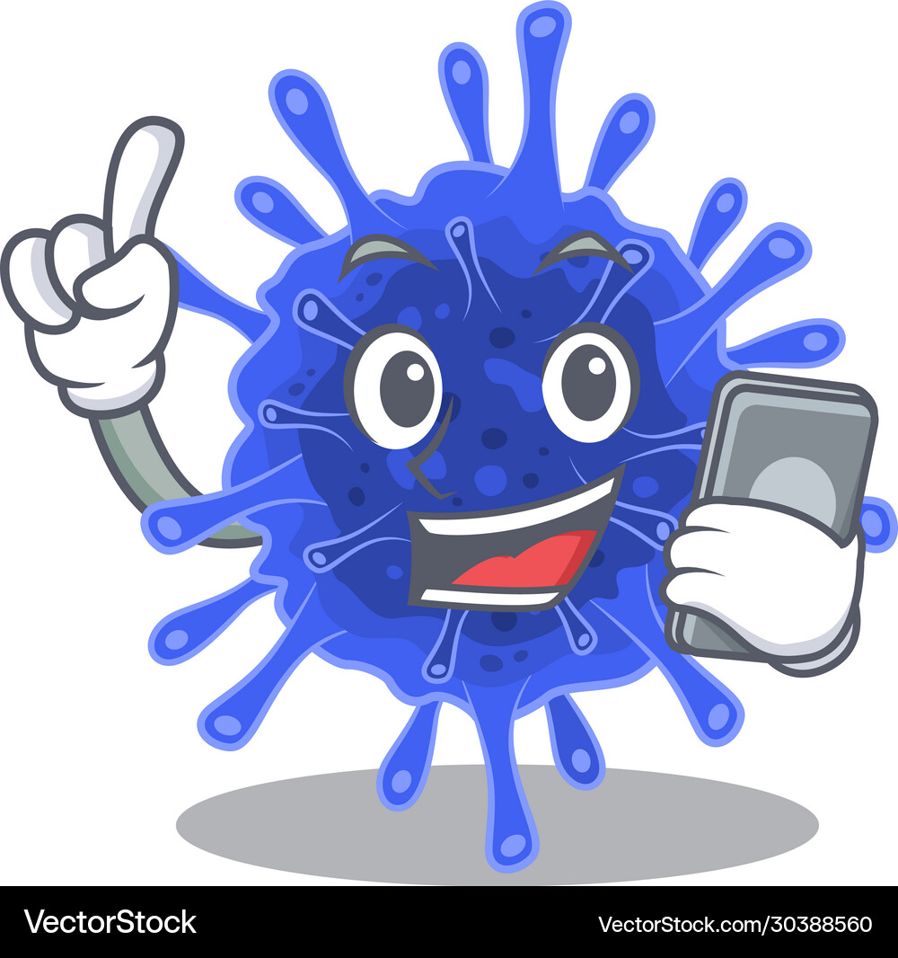 Mascot bacteria coronavirus speaking on phone Vector Image