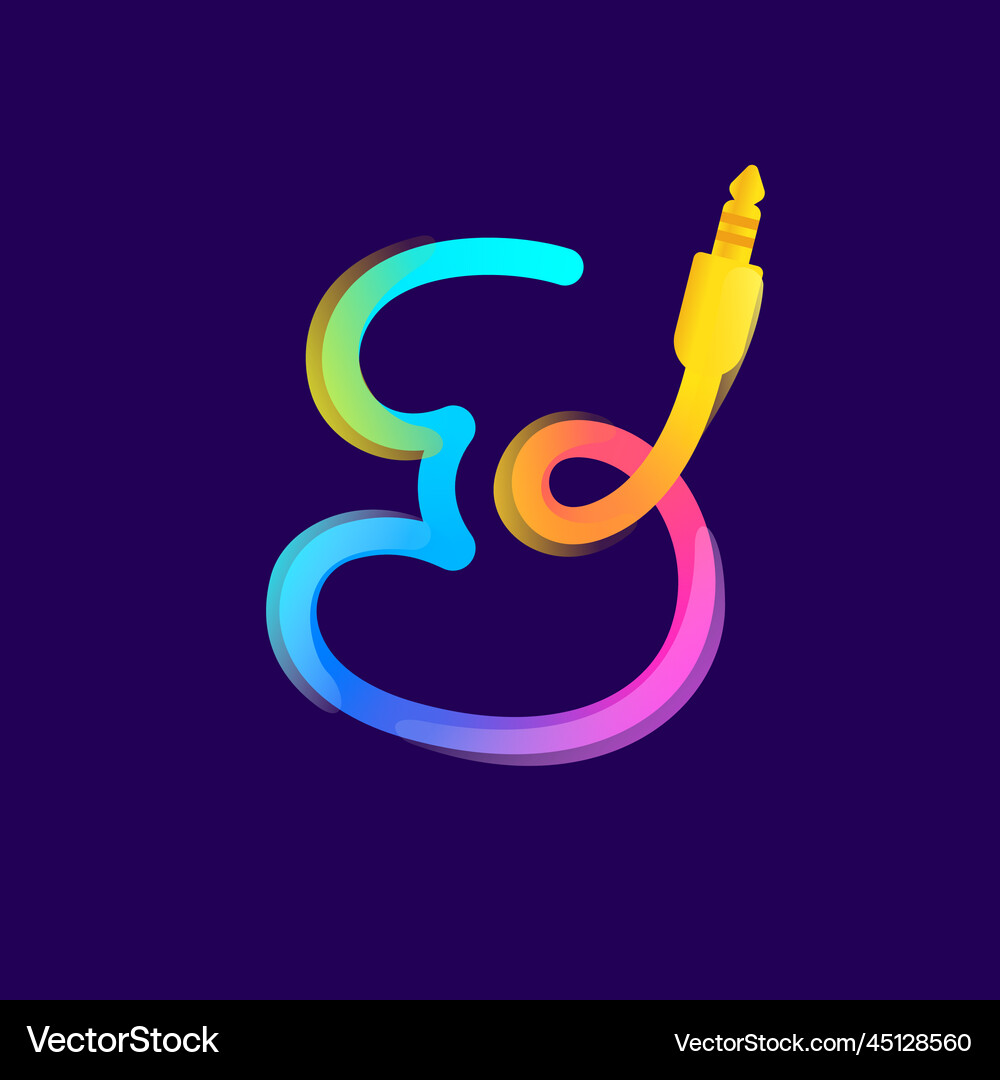 Number three logo made of vivid gradient line Vector Image