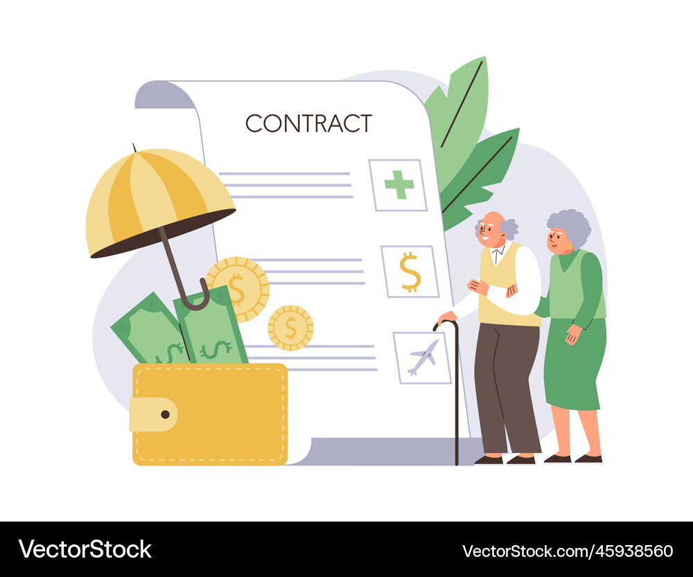 Pension or retirement benefits contract Royalty Free Vector