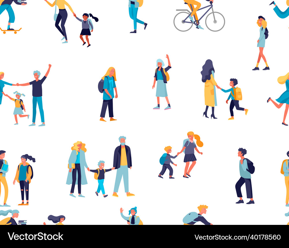 Seamless pattern with group of friends Royalty Free Vector