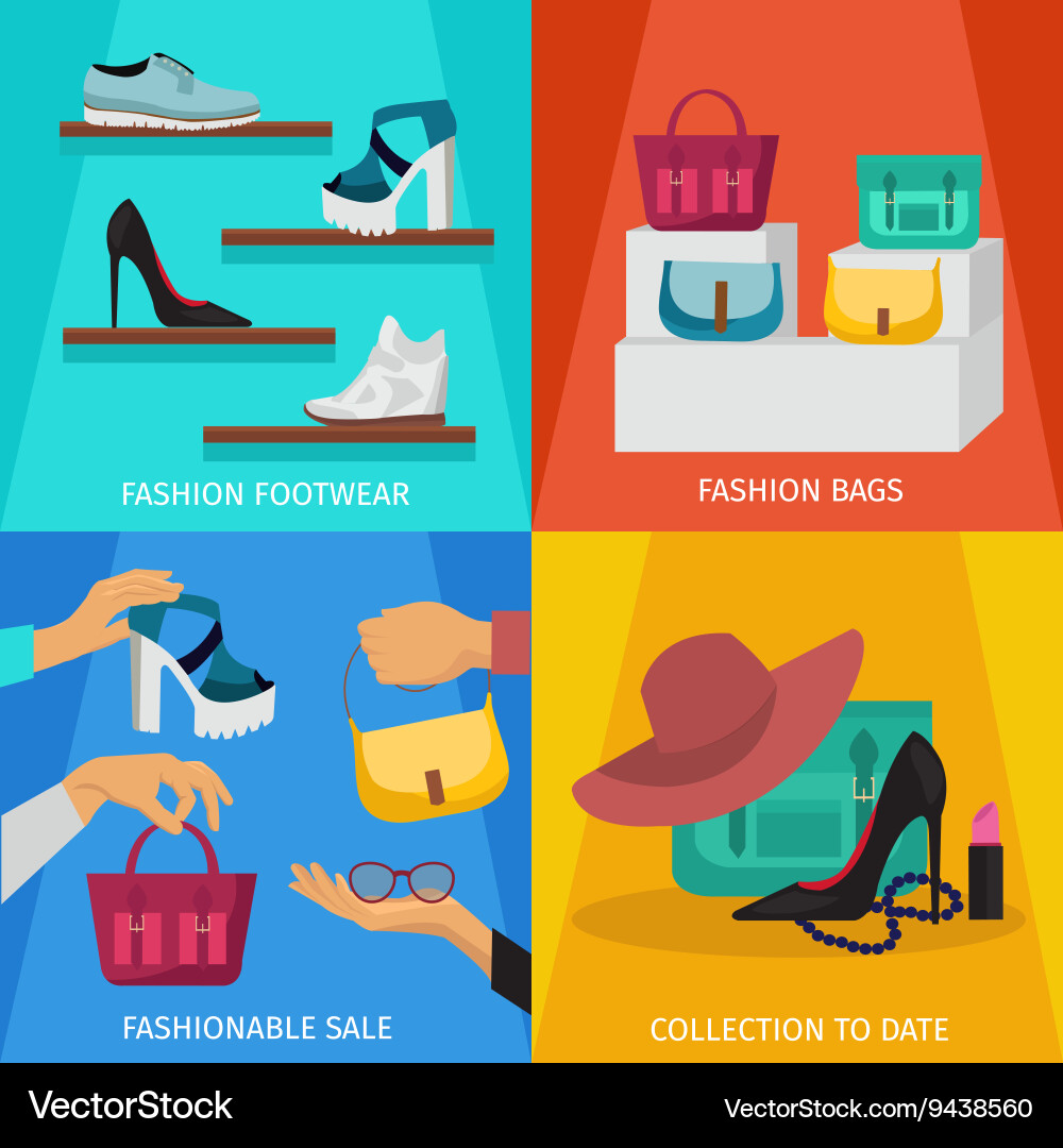 Square Fashion Accessories Icon Set Royalty Free Vector