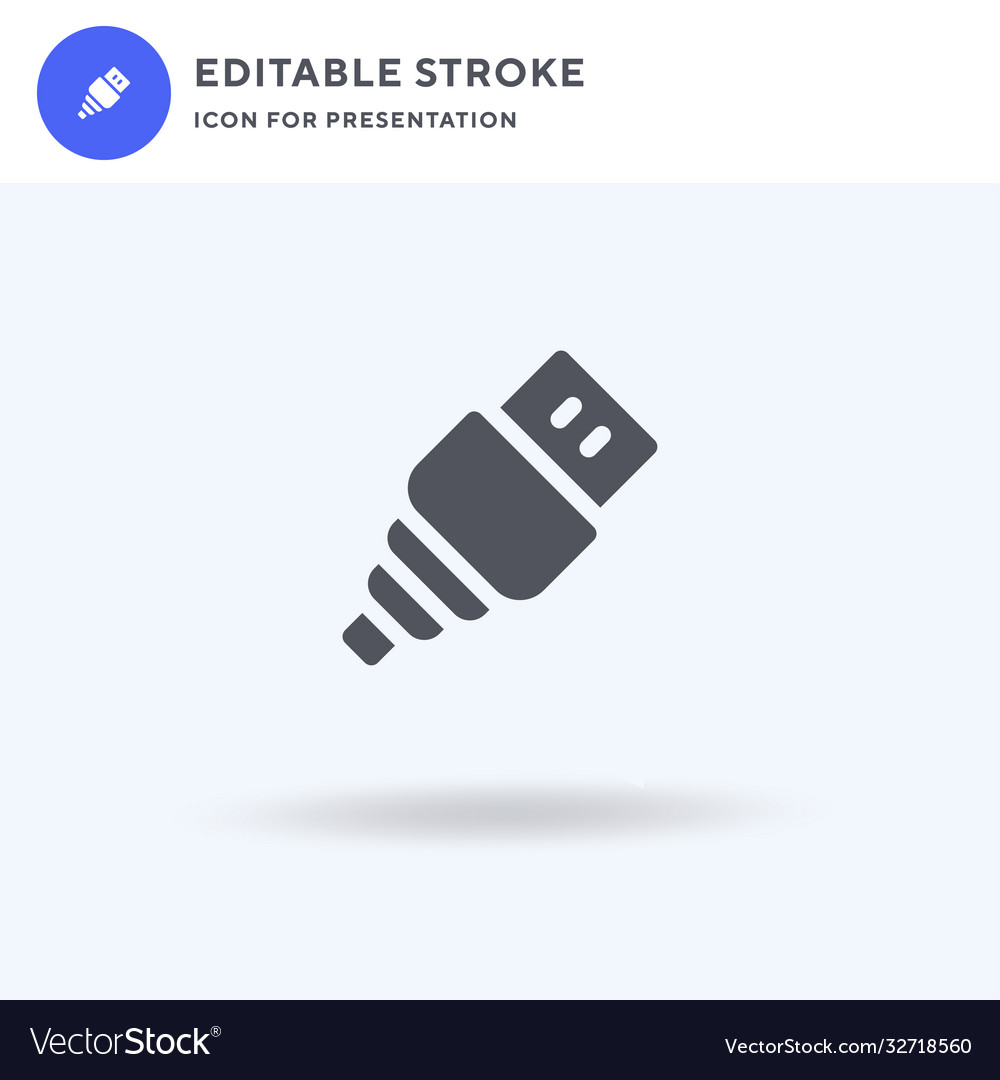 Usb cable icon filled flat sign solid Royalty Free Vector