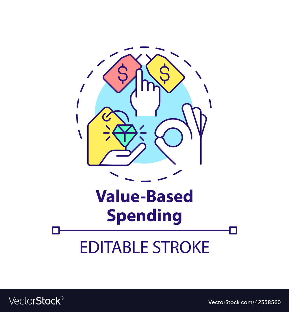 Value based spending concept icon Royalty Free Vector Image