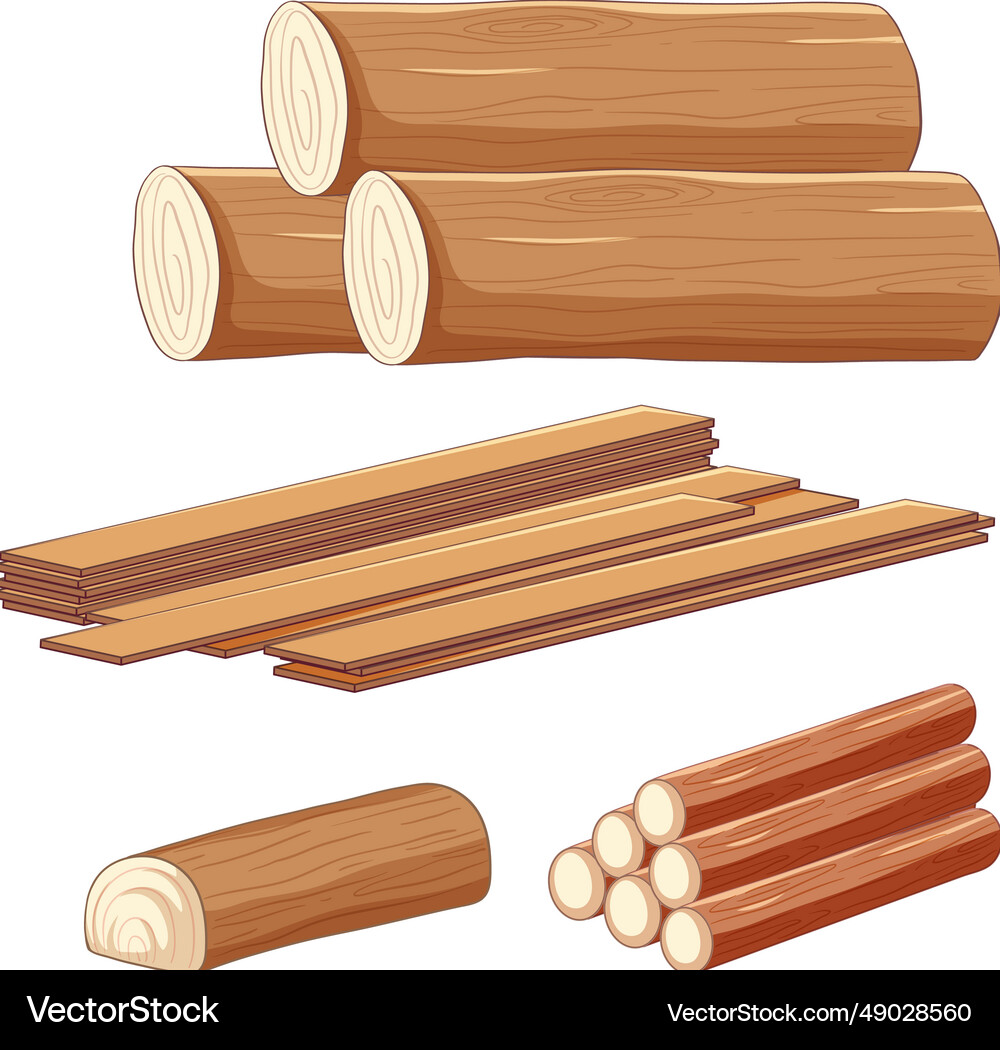 Wood and log building materials for Royalty Free Vector