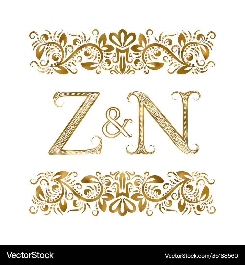 Z and n initials vintage logo letters Royalty Free Vector