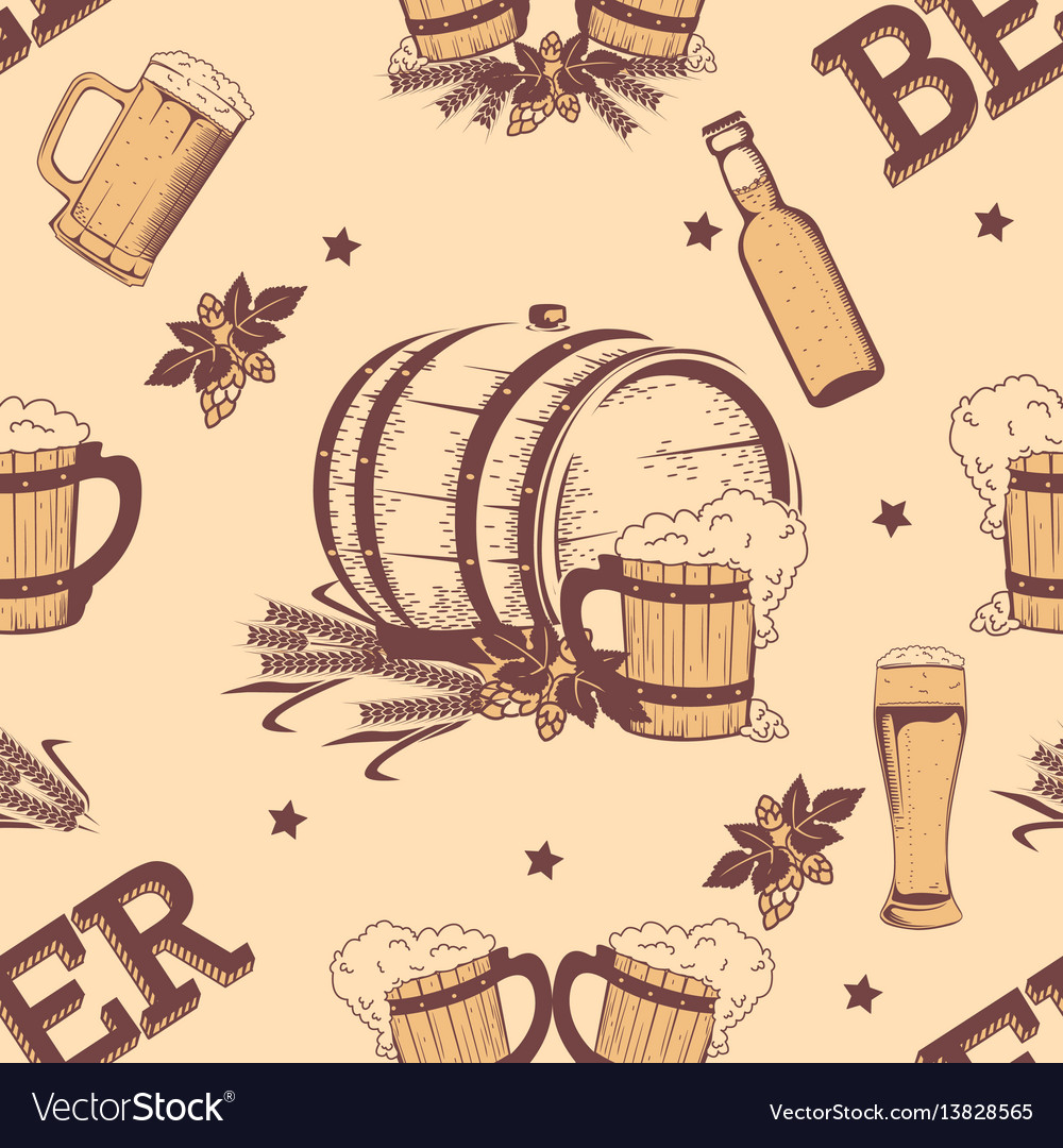 Beer seamless pattern Royalty Free Vector Image
