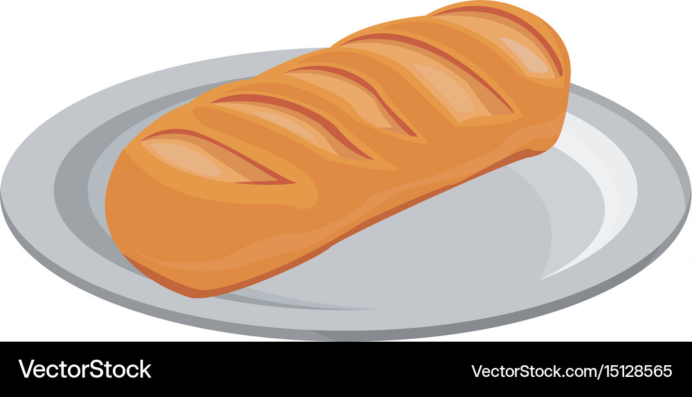 Breakfast food bread wheat grain with plate Vector Image