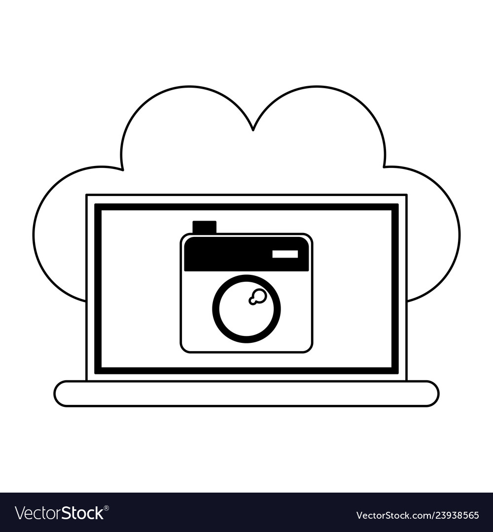 Cloud computing technology black and white Vector Image