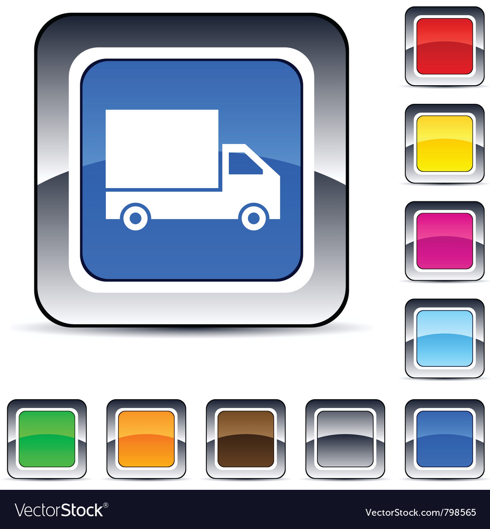 Delivery square button Royalty Free Vector Image