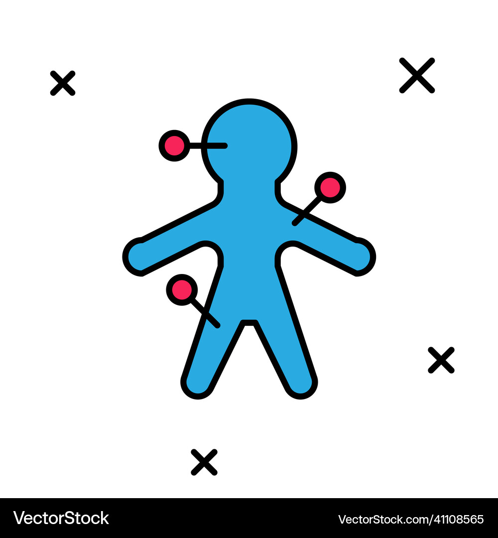 Filled outline voodoo doll icon isolated on white Vector Image