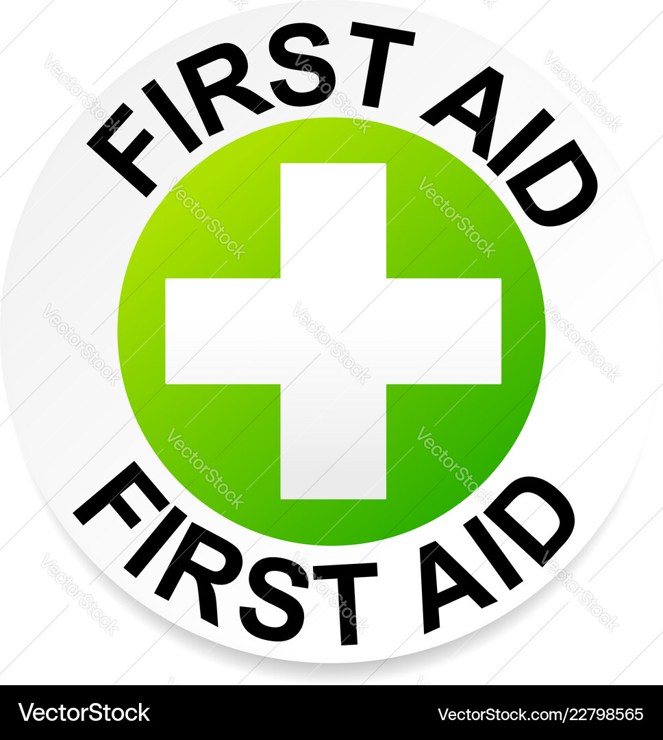 First aid badge with white cross over color Vector Image