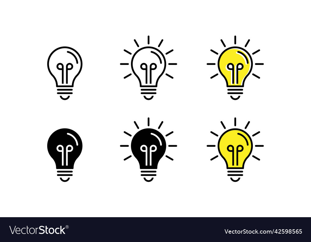 Light bulb icon set idea symbol Royalty Free Vector Image