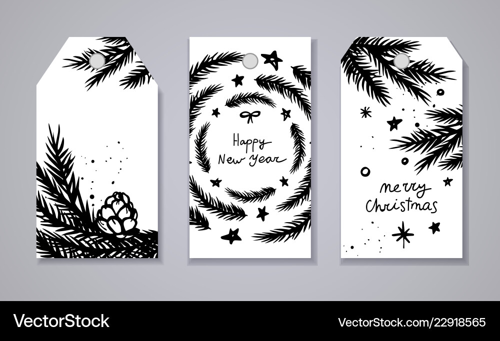 Merry christmas and new year tags set Royalty Free Vector