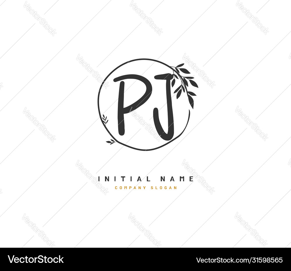 P j pj beauty initial logo handwriting Royalty Free Vector