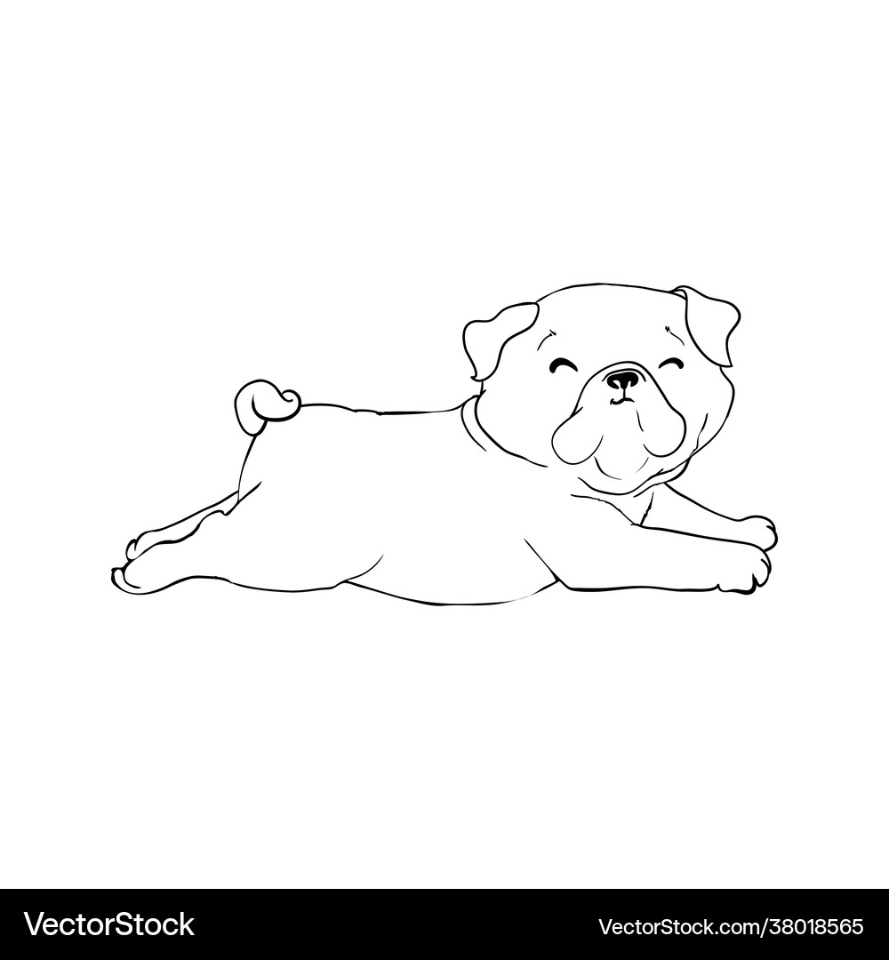 Pug hand drawing in black color isolated Vector Image