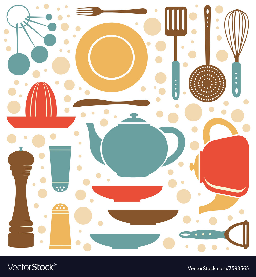 Retro Kitchenware Set Royalty Free Vector Image