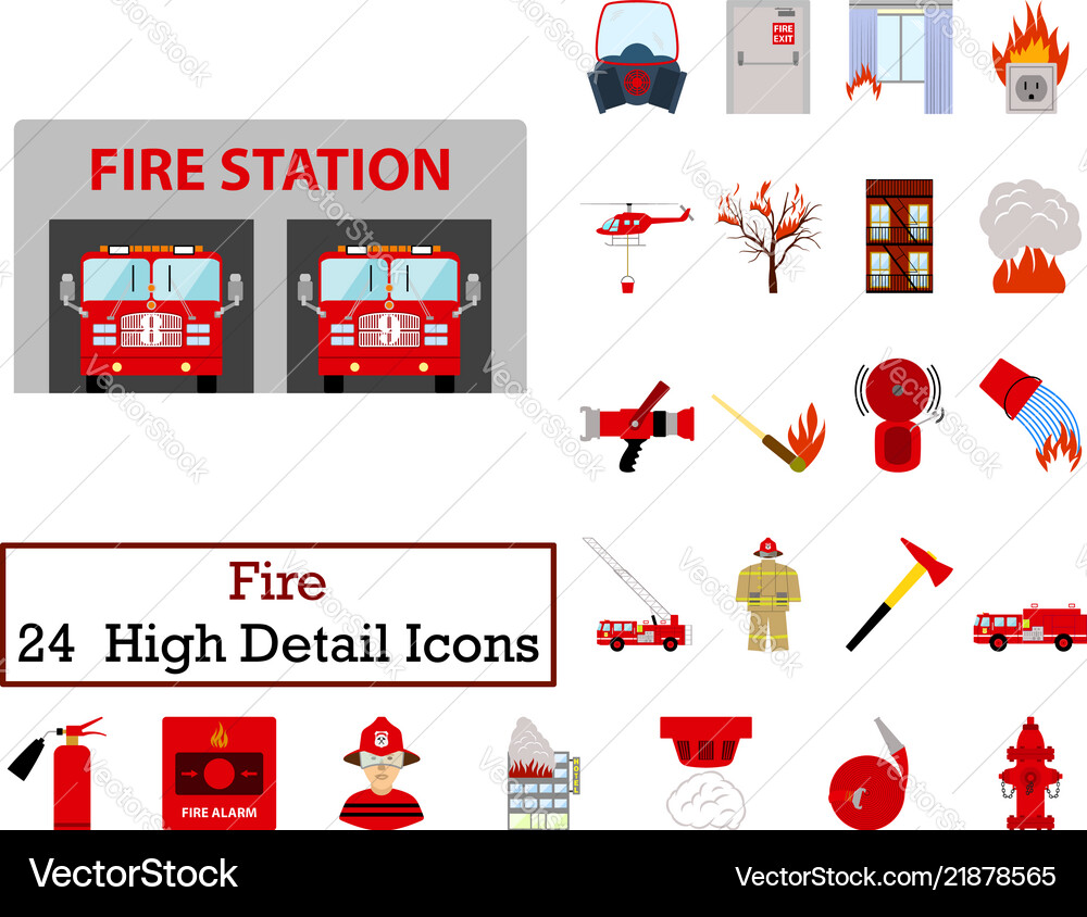 Set of 24 fire icons Royalty Free Vector Image