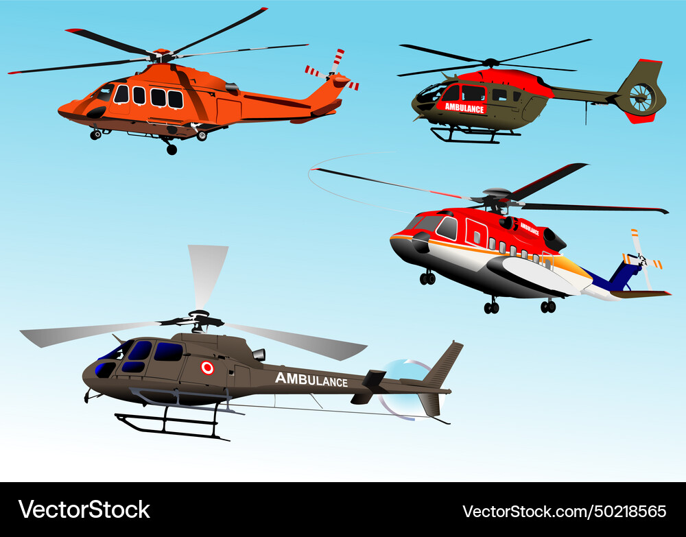 Set of helicopters 3d Royalty Free Vector Image