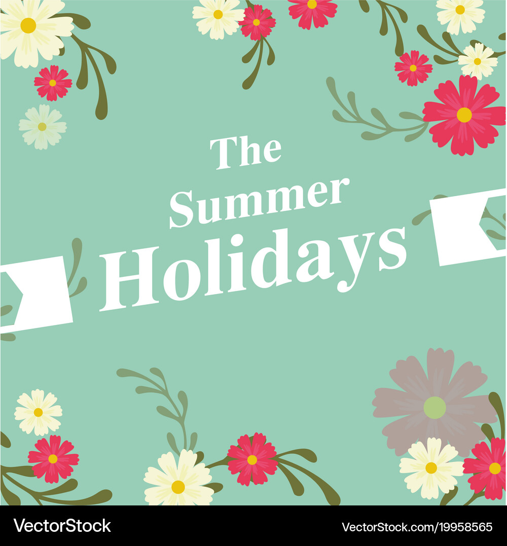 Summer holiday flowers green background Royalty Free Vector