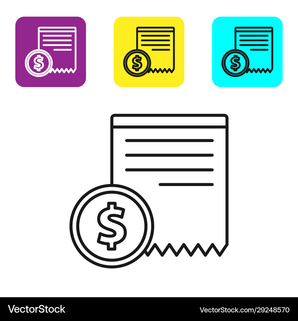 Black line paper check and financial check icon Vector Image