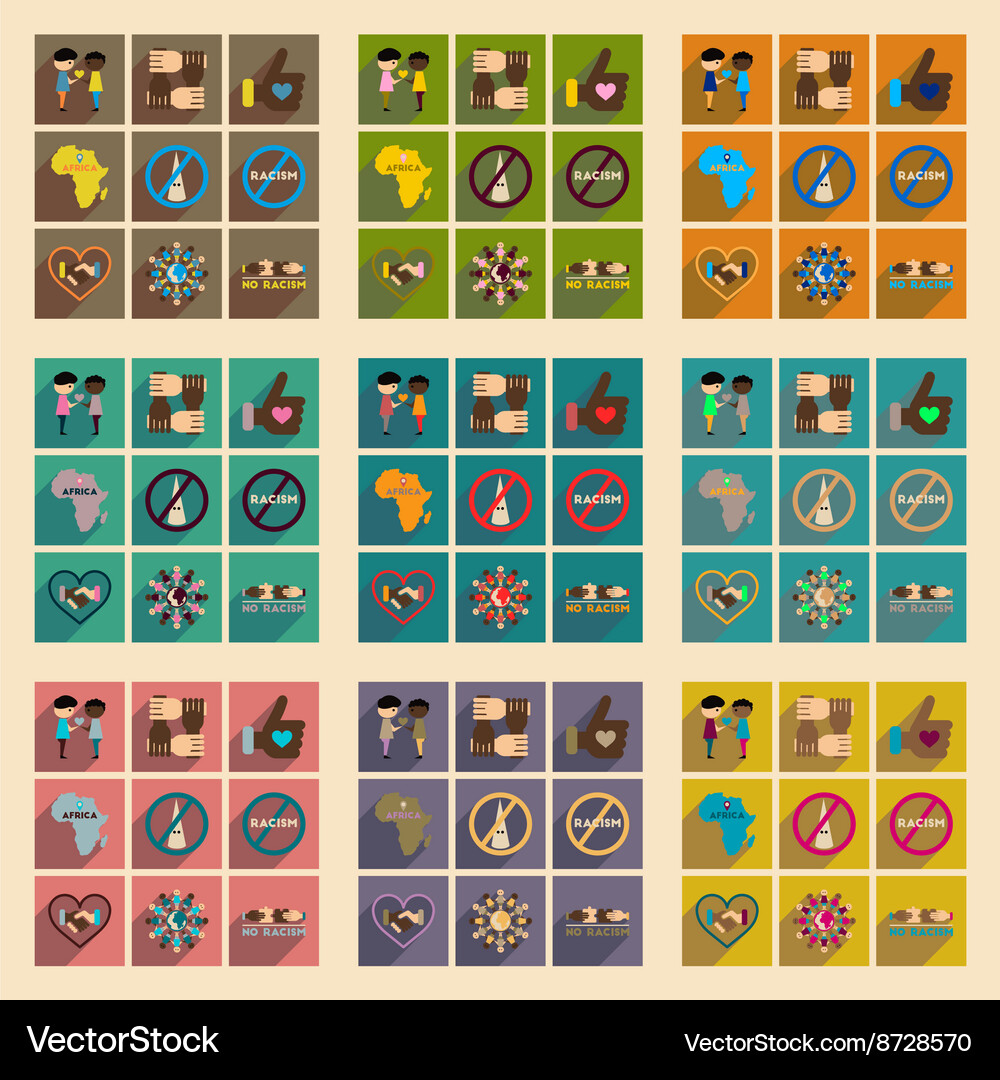 Concept flat icons with long shadow no racism Vector Image