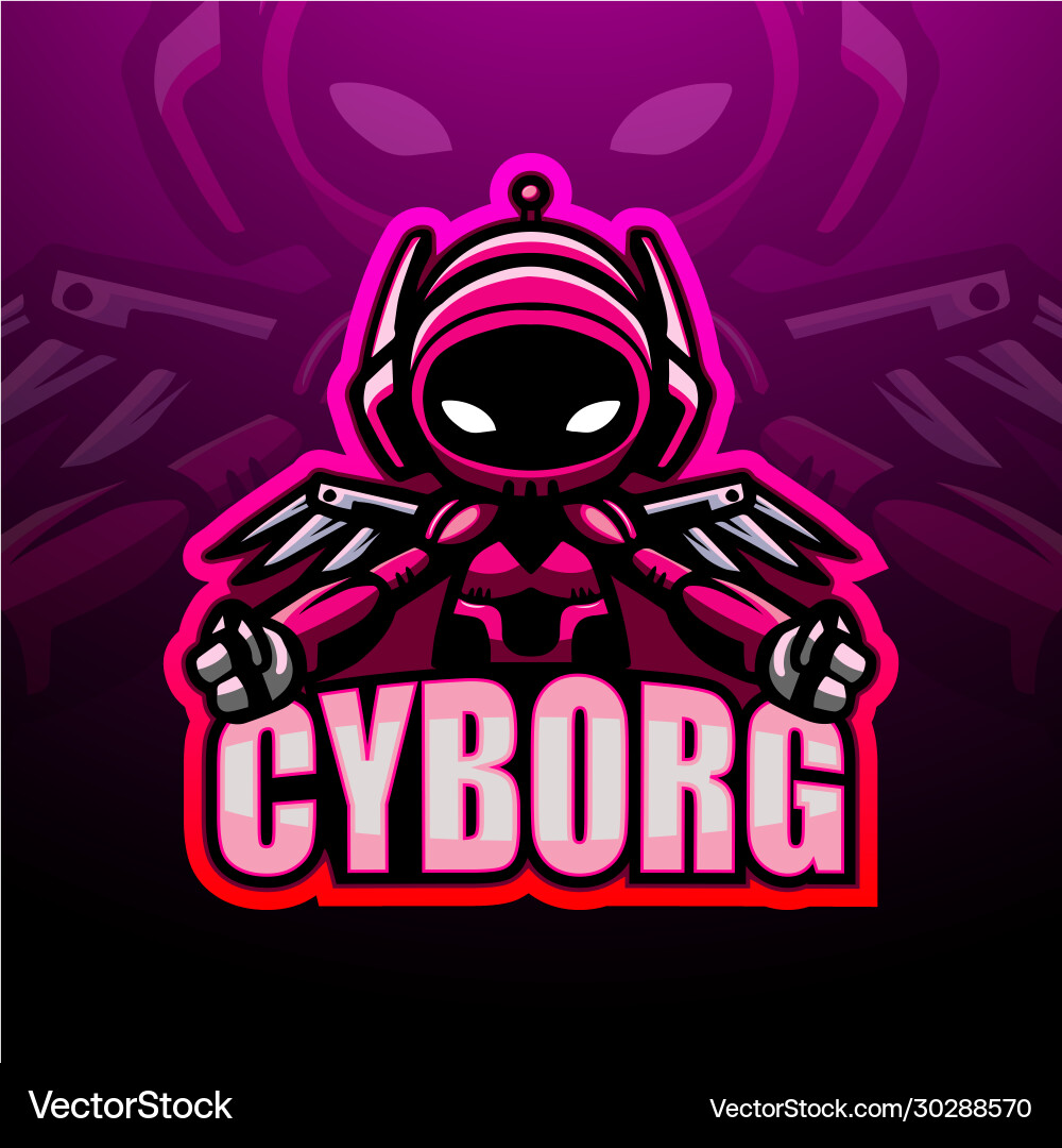 Cyborg mascot esport logo design Royalty Free Vector Image