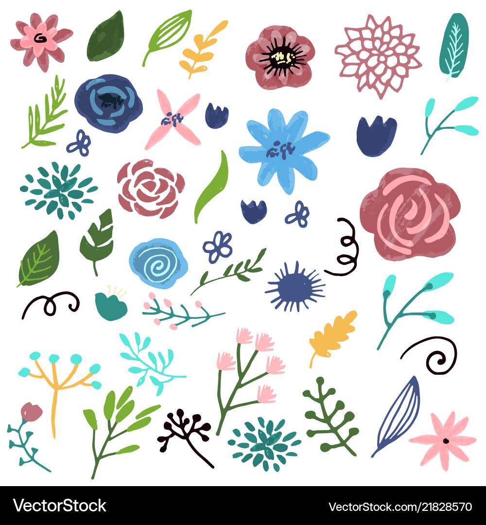 Flower graphic design set floral Royalty Free Vector Image