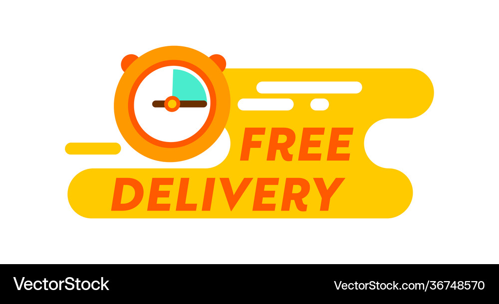 Free delivery logo with clock isolated on white Vector Image