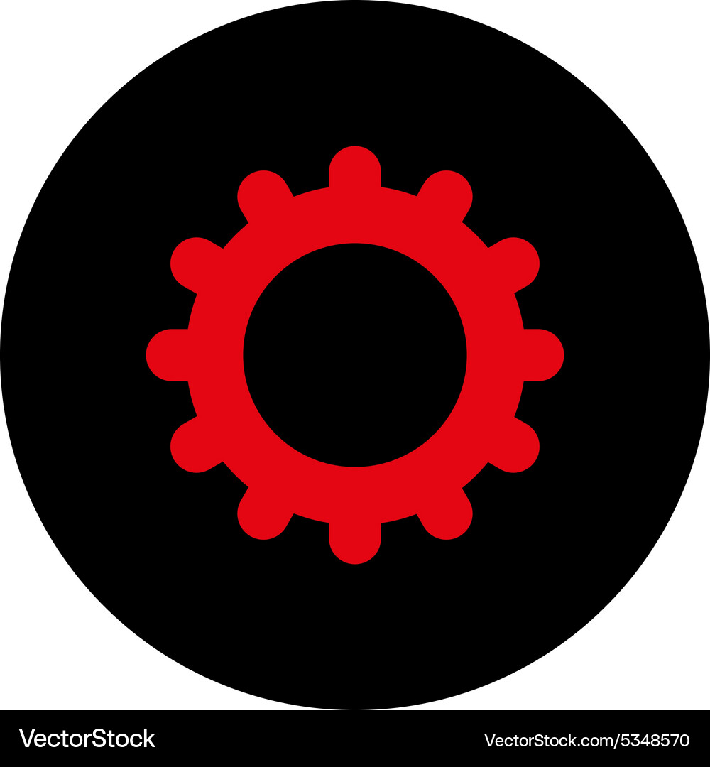 Gear flat intensive red and black colors round Vector Image