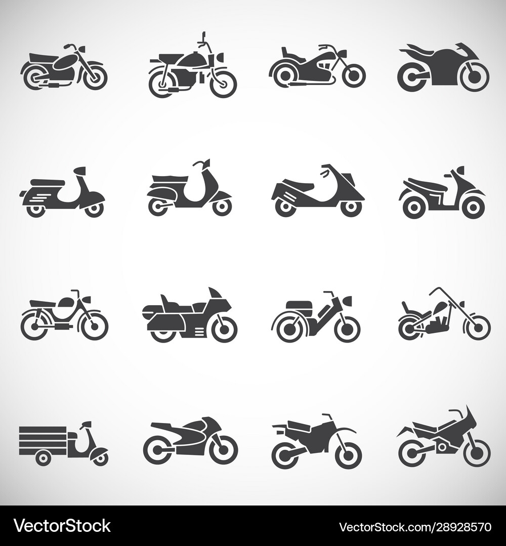 Motorcycle icons set on background for graphic Vector Image